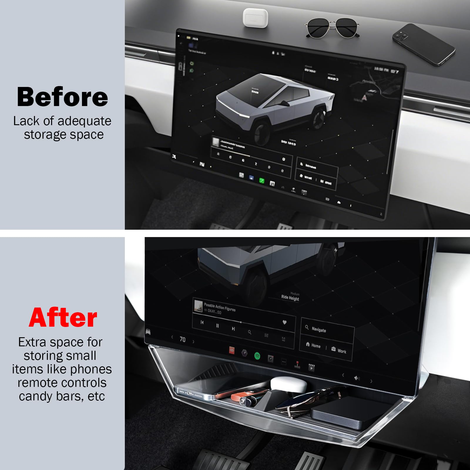 Snapklik.com : Abystar Under Screen Storage Box For Tesla Cybertruck ...