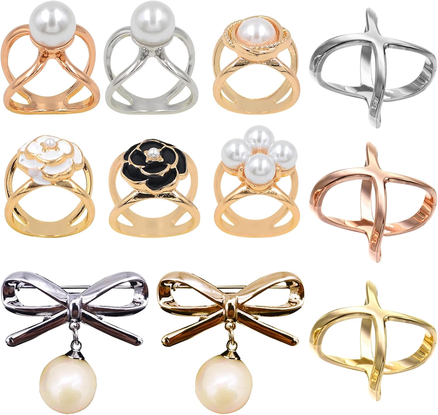 DKDDSSS 11 PCS Mix Set of Fashion Scarf Clip and Women's Brooches ...