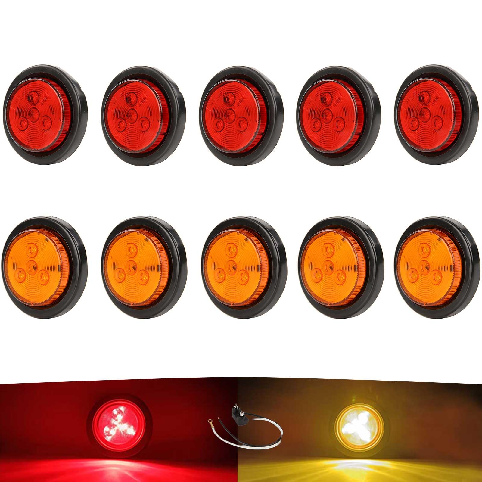 Snapklik.com : NEW SUN 2" Round LED Trailer Lights, Clearance Marker ...
