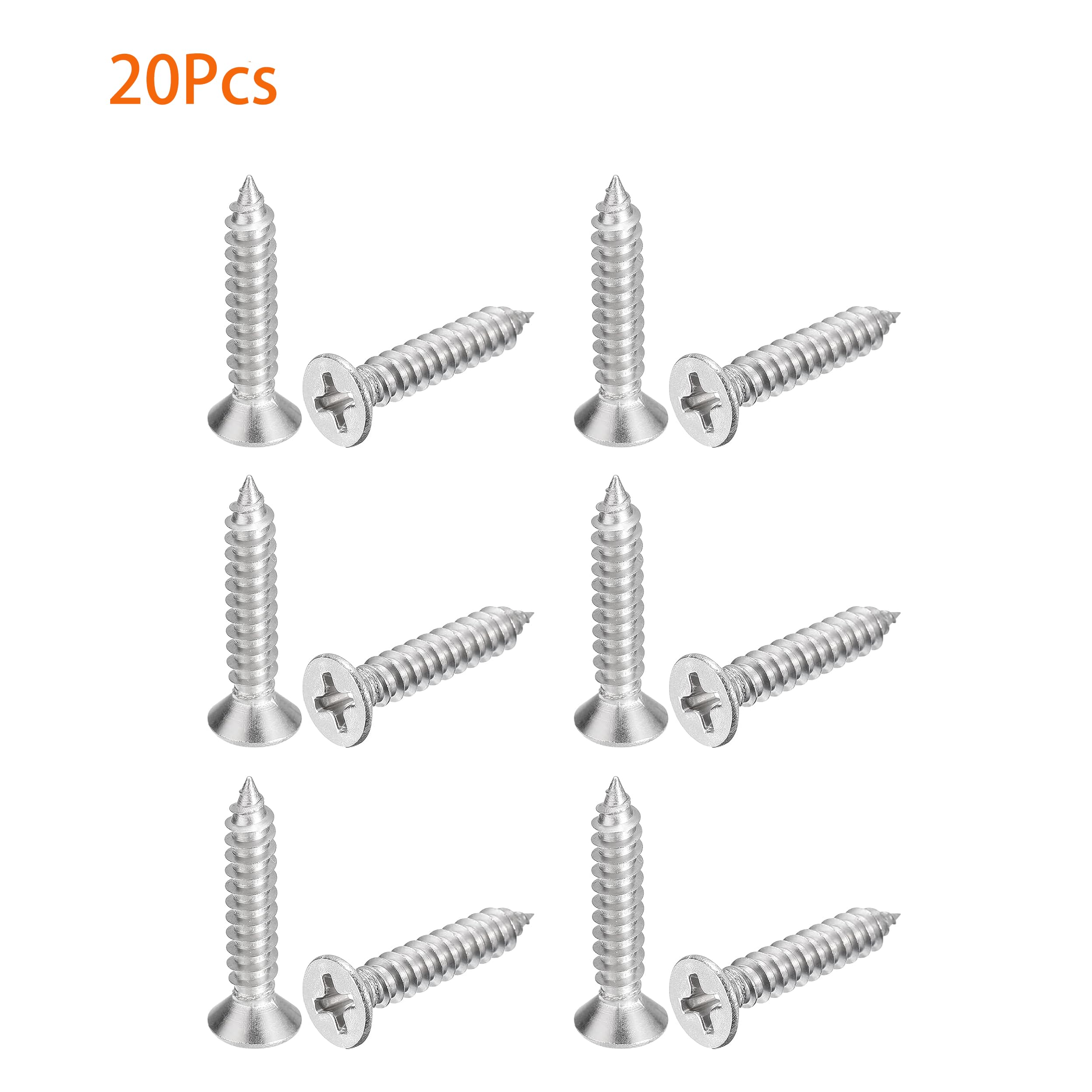 Snapklik.com : KA M8 X 25mm Flat Head Self Tapping Screws, Phillips ...