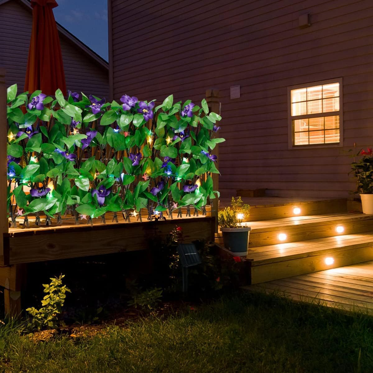 Amazon.com : Expandable Fence with Solar String Lights, Waterproof ...