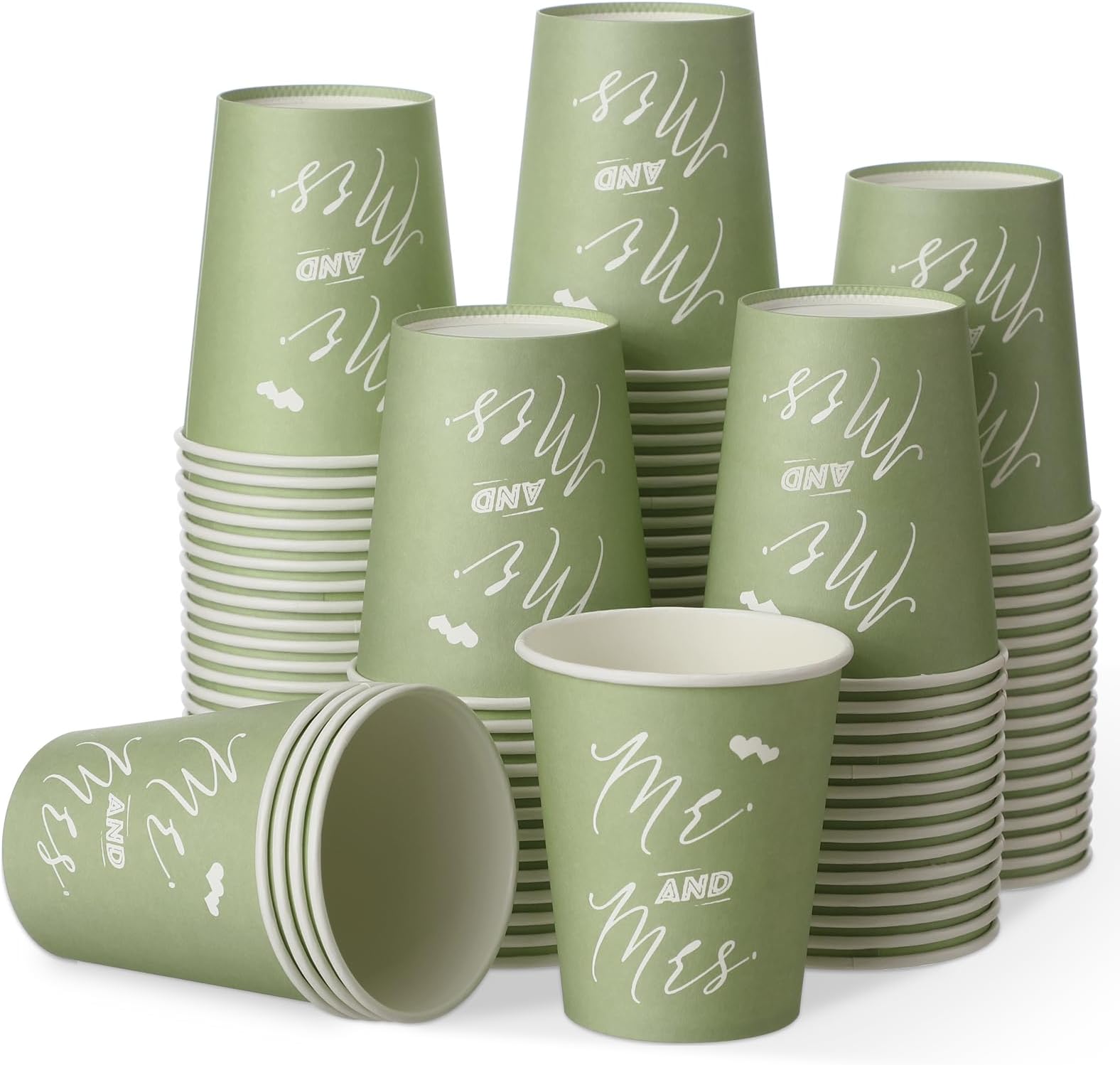 Amazon.com: Fulmoon 100 Pcs Sage Green Paper Cups 9 oz Cup Disposable ...
