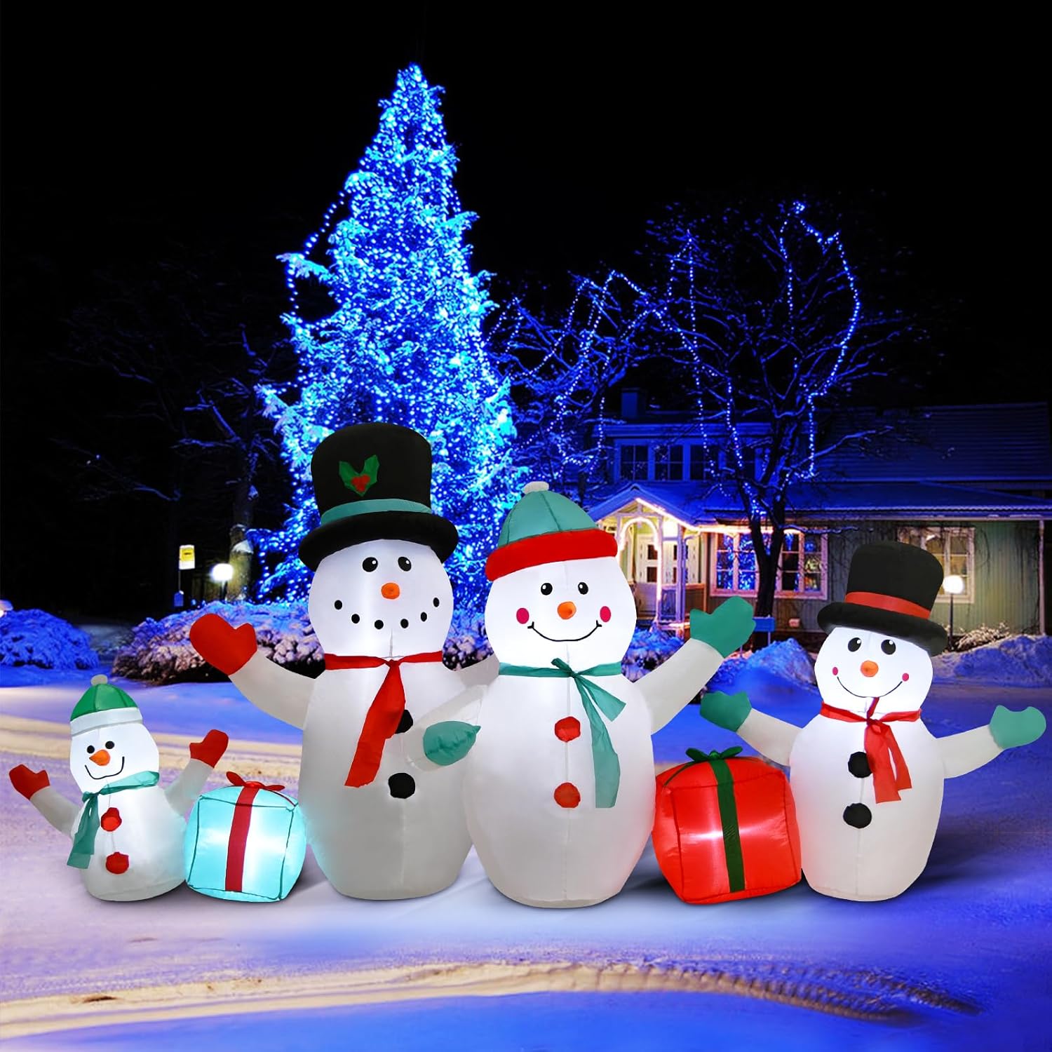 Amazon.com: 8FT Christmas Inflatables Snowman Family Outdoor ...