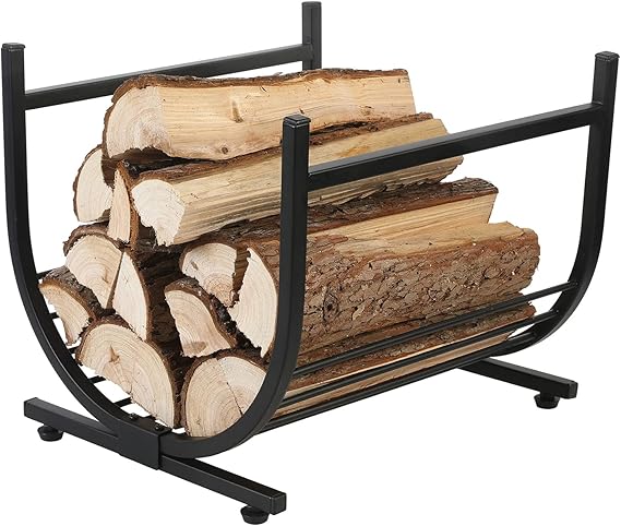 Amazon.com: MyGift Industrial Firewood Rack - Matte Black Metal ...