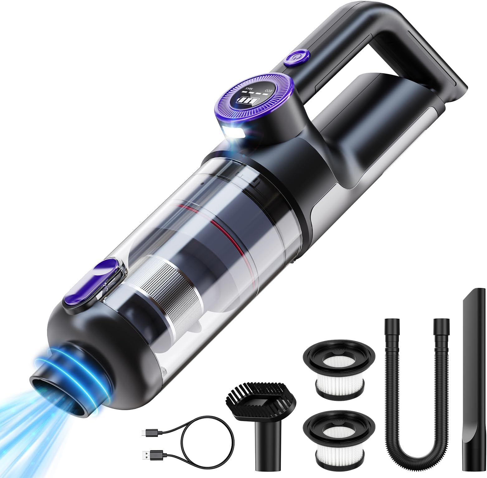 Amazon.de: DokFin Handstaubsauger Akku Beutellos, Akku Staubsauger Kabellos 120W Starker SOG ...