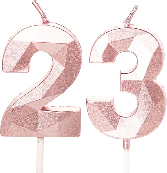 23rd Birthday Candles, Rose Gold Number 23 Happy Birthday Candles, Her ...