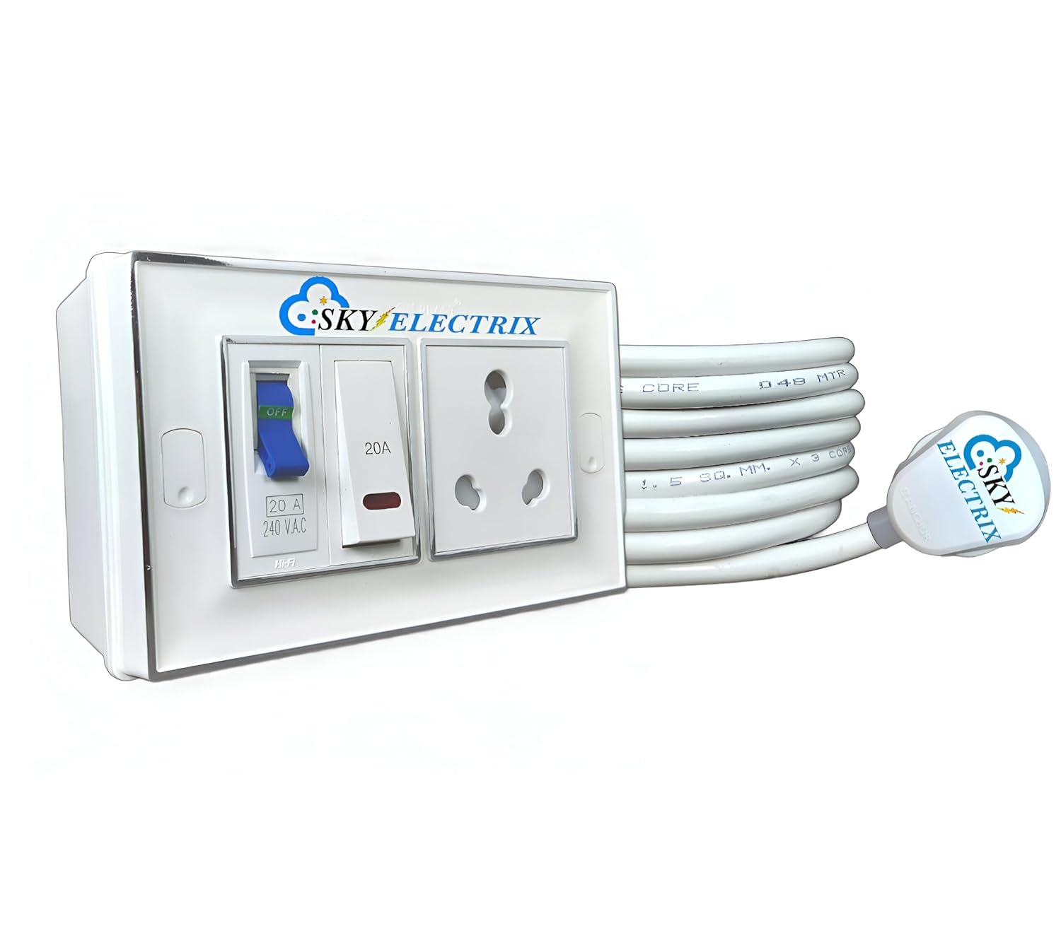 Buy Sky ELECTRIX Extension Box 20 Amp Plug and 20A Tripper (3500W) High ...