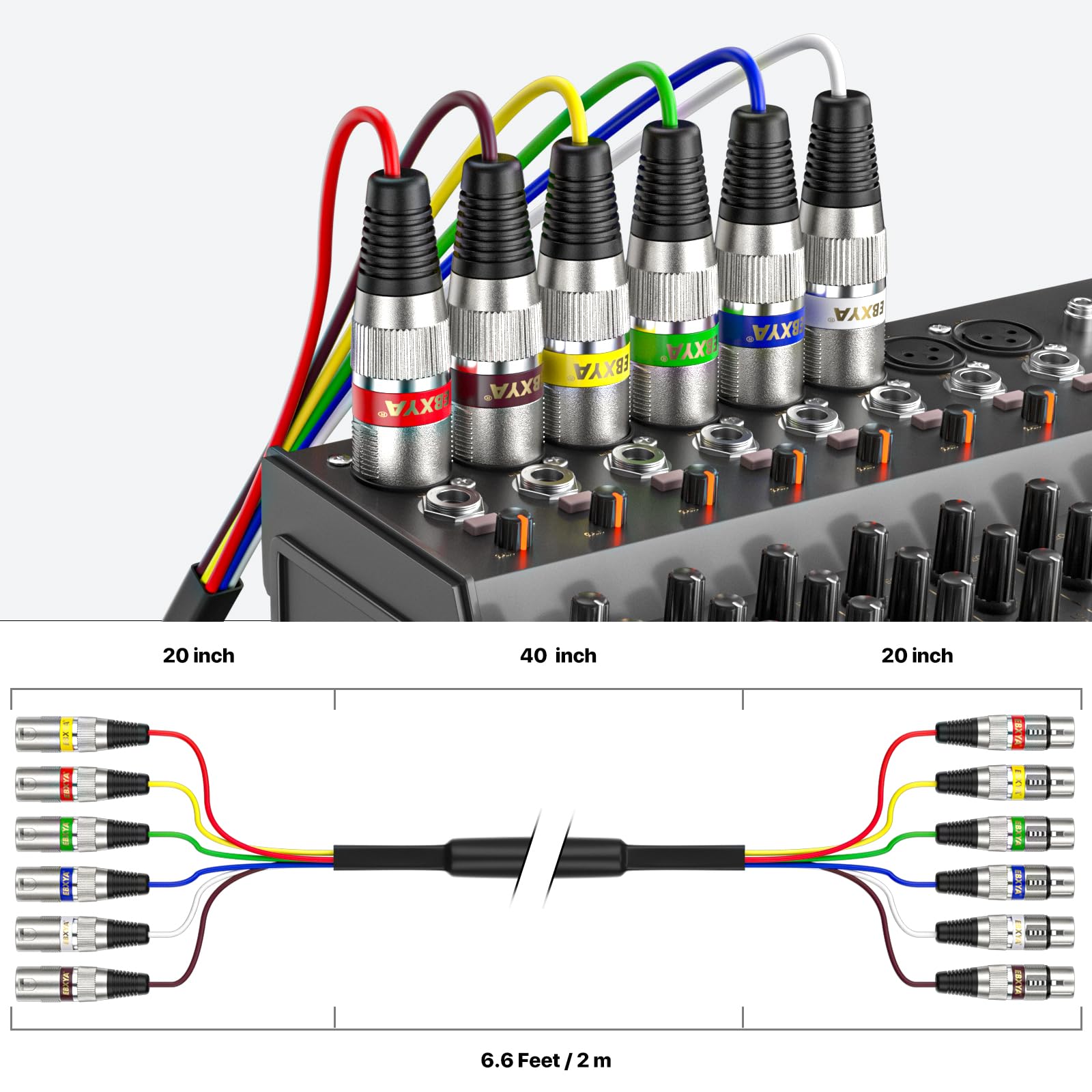 Snapklik.com : 6 Ft XLR Snake Cables 6 Colored, 6-Channel Microphone ...