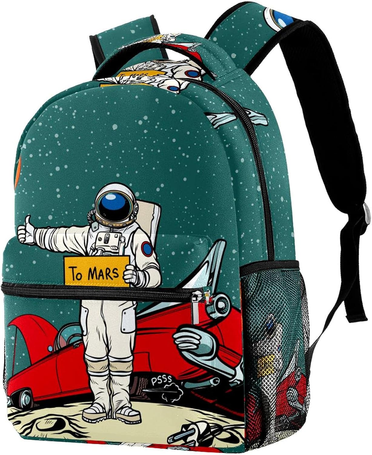 Leisure Campus Travel Backpacks, Cartoon Space Spaceman Mars Bags with ...