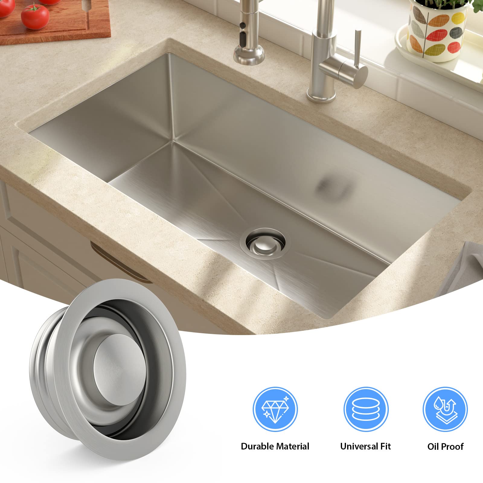 Snapklik.com : Kitchen Sink Stopper Flange Stainless Steel Garbage ...