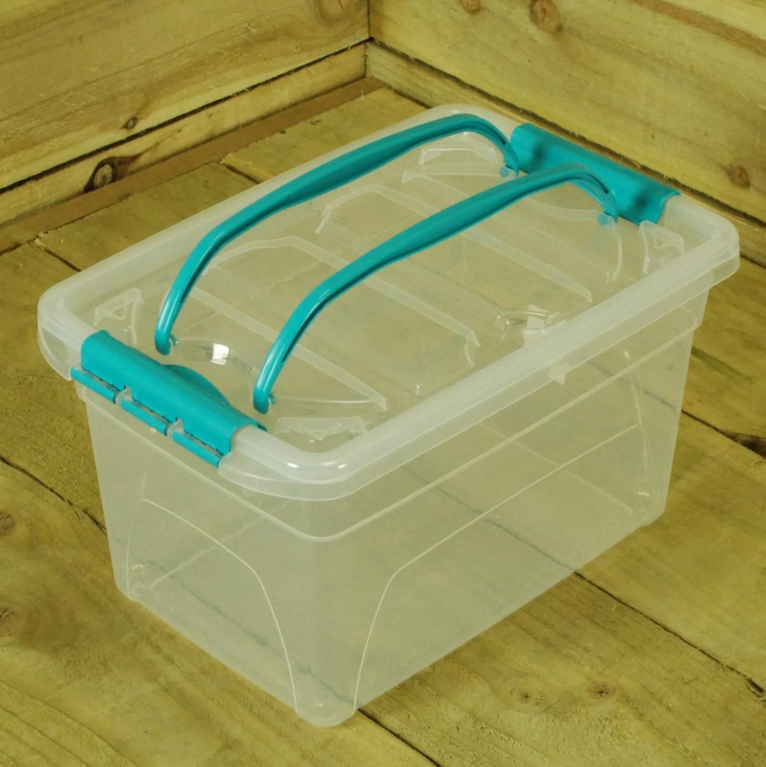 Plastic Whitefurze Seven Litre Carry Storage Box With Teal Colour ...