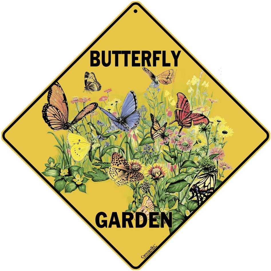 Amazon.com : CROSSWALKS Butterfly Garden 10" X 15" Aluminum Sign (WS040 ...