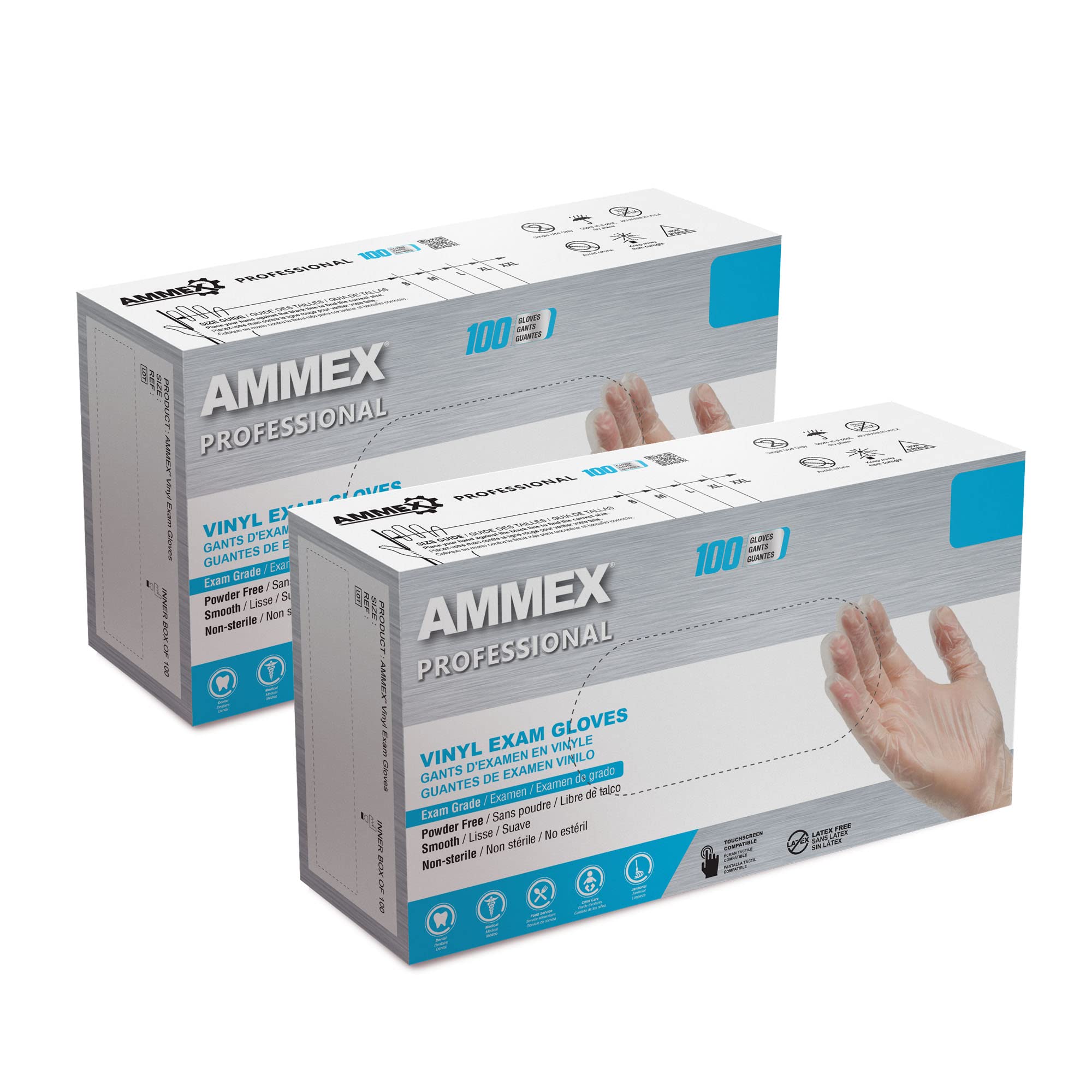 Snapklik.com : AMMEX Clear Vinyl Disposable Exam Gloves 3 Mil