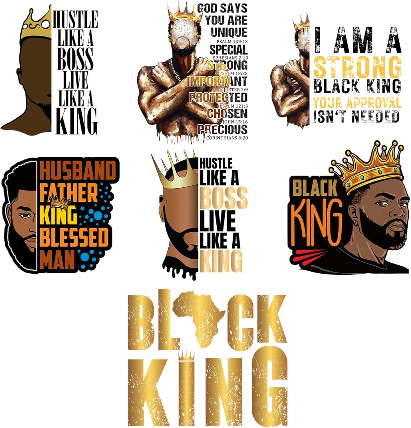 Amazon.com: 7PCS Black Man Small Size Iron On Decals Thermal Transfer ...