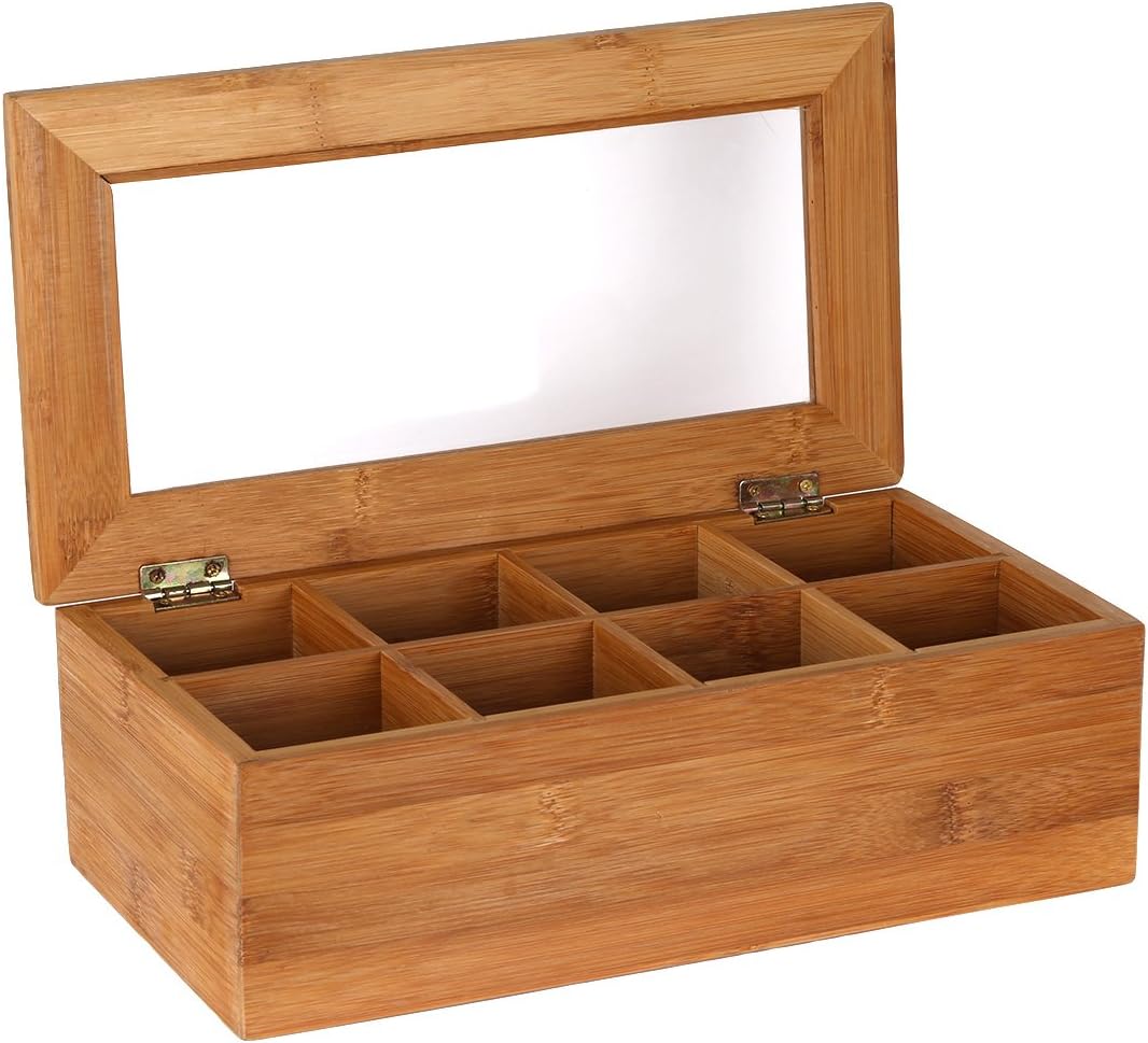 Amazon.com: Estilo Bamboo Tea Storage Box, 8 Equally Divided ...