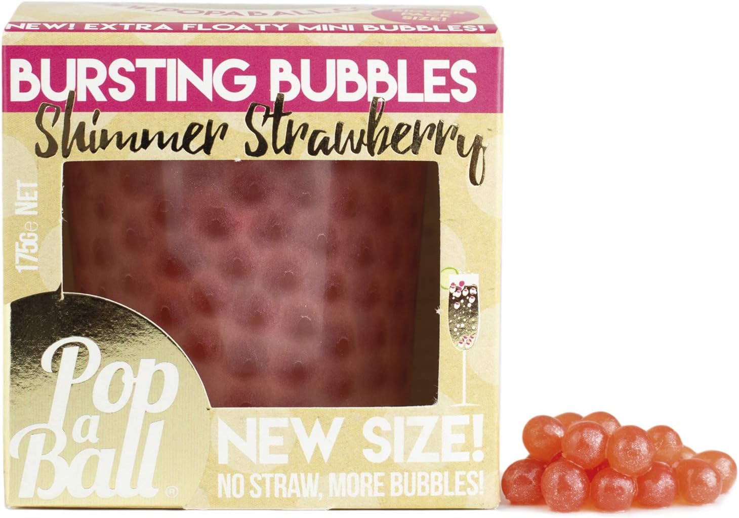 Popaball Shimmer Strawberry Bursting Bubbles 1 x 125 Grams | Prosecco ...