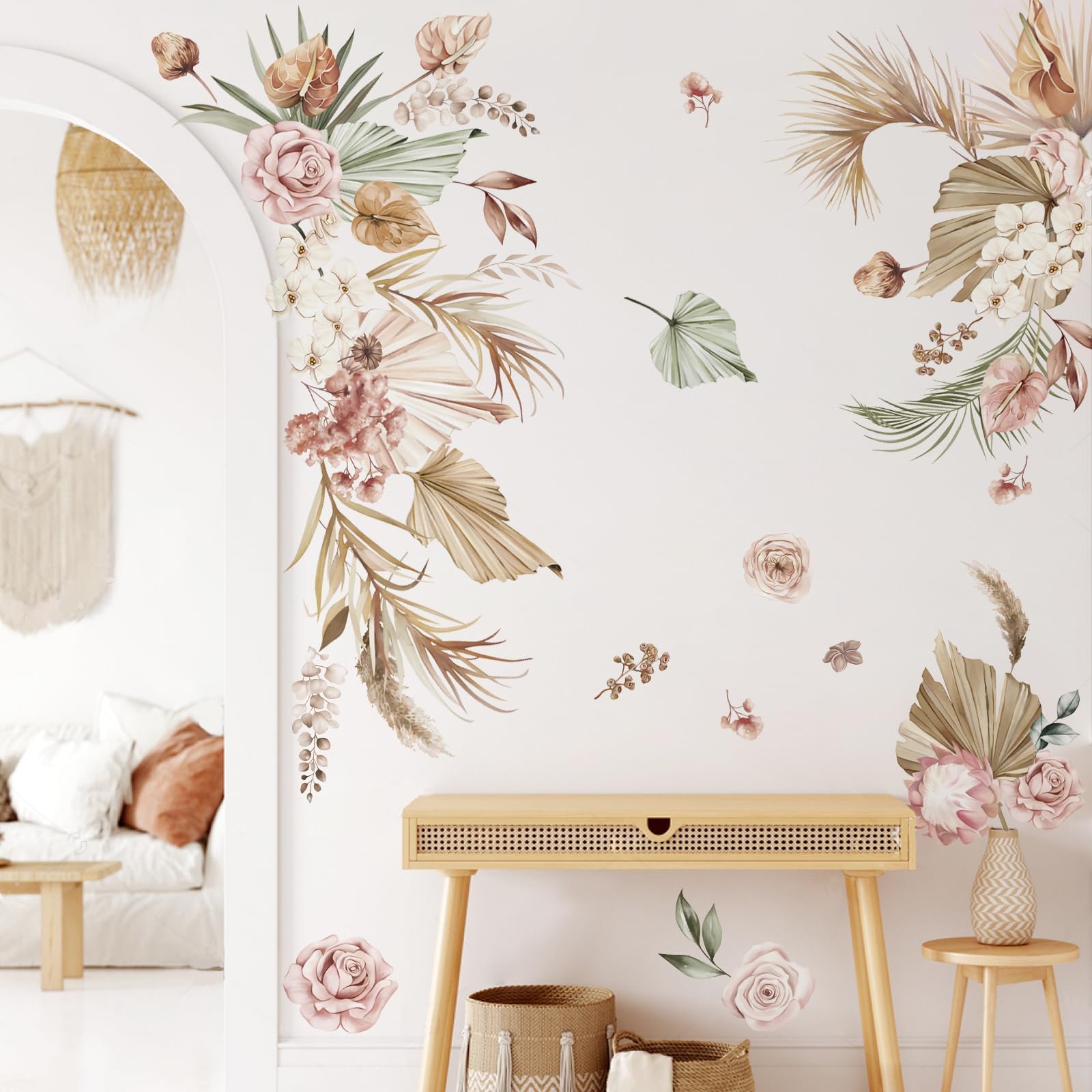 Amazon.com: wondever Large Boho Palm Leaves Wall Stickers Tropical Leaf ...