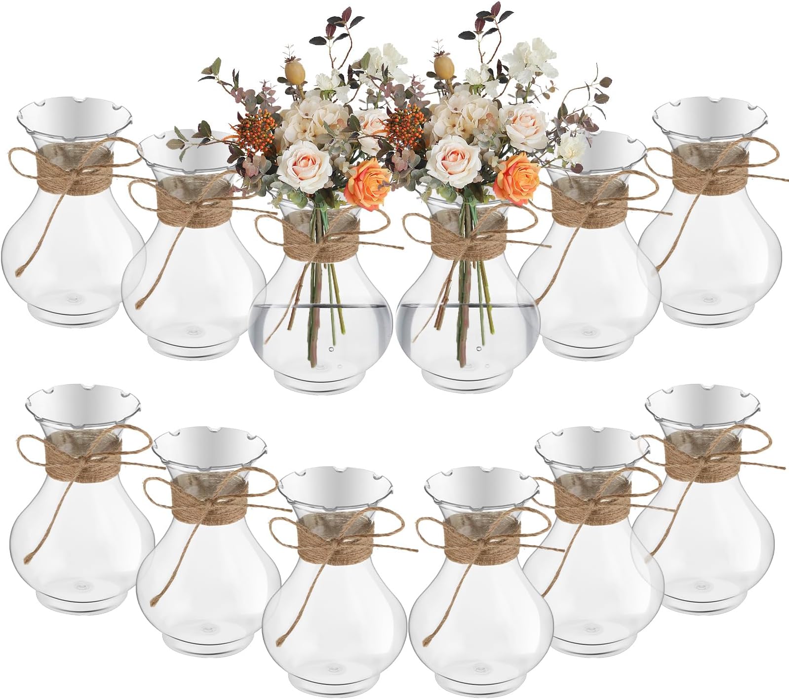 Amazon.com: 12 Pcs 5.7" Plastic Vases for Centerpieces Clear Flower Bud ...