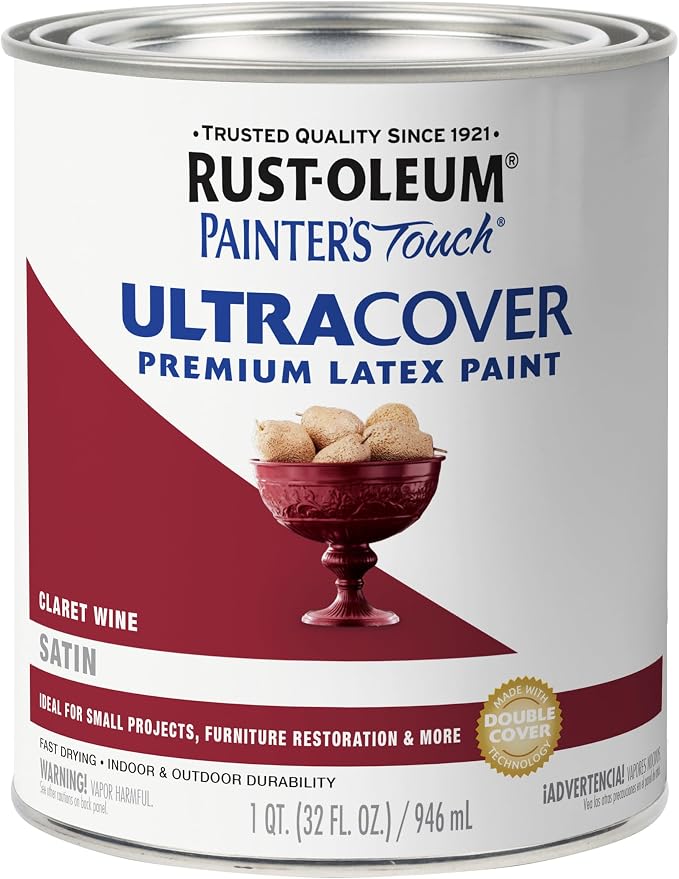Rust-Oleum 240286 Painter's Touch Latex Paint, Satin Claret Wine,1 ...