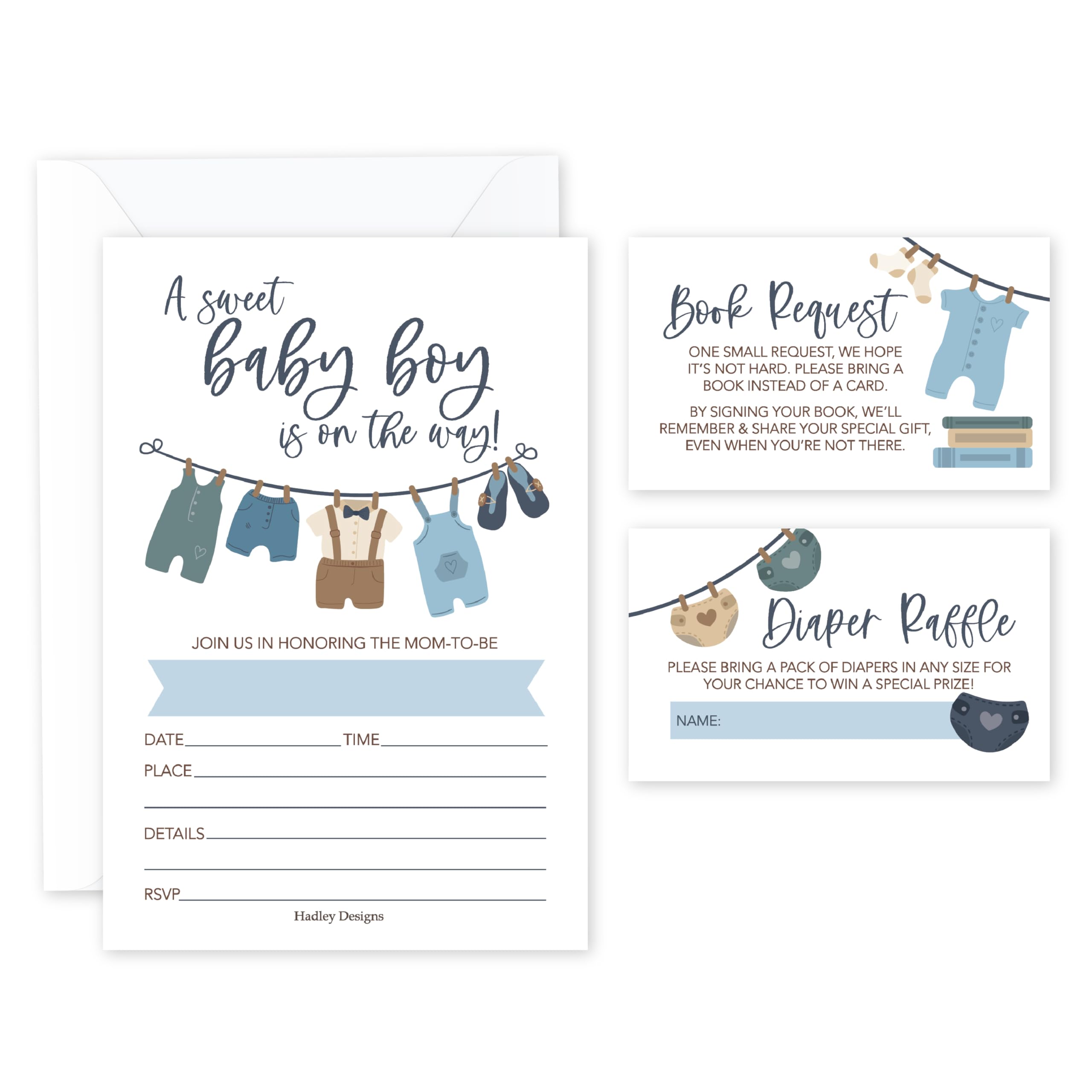 Amazon.com : Hadley Designs 15 Clothesline Baby Shower Invitations For ...