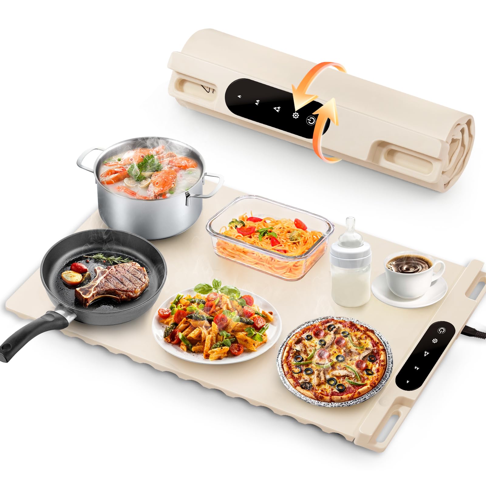 Amazon.com: Food Warming Mat, Roll Up Electric Warming Tray, Graphene ...