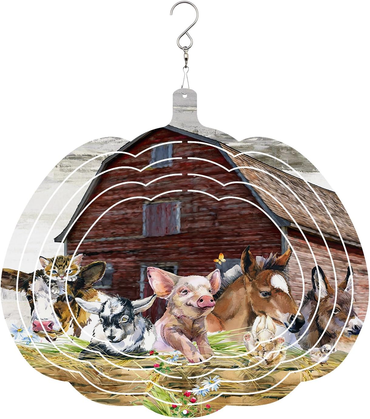 Amazon.com: Hanging Wind Spinners Outdoor Farm Animals Pig Cow 3D ...