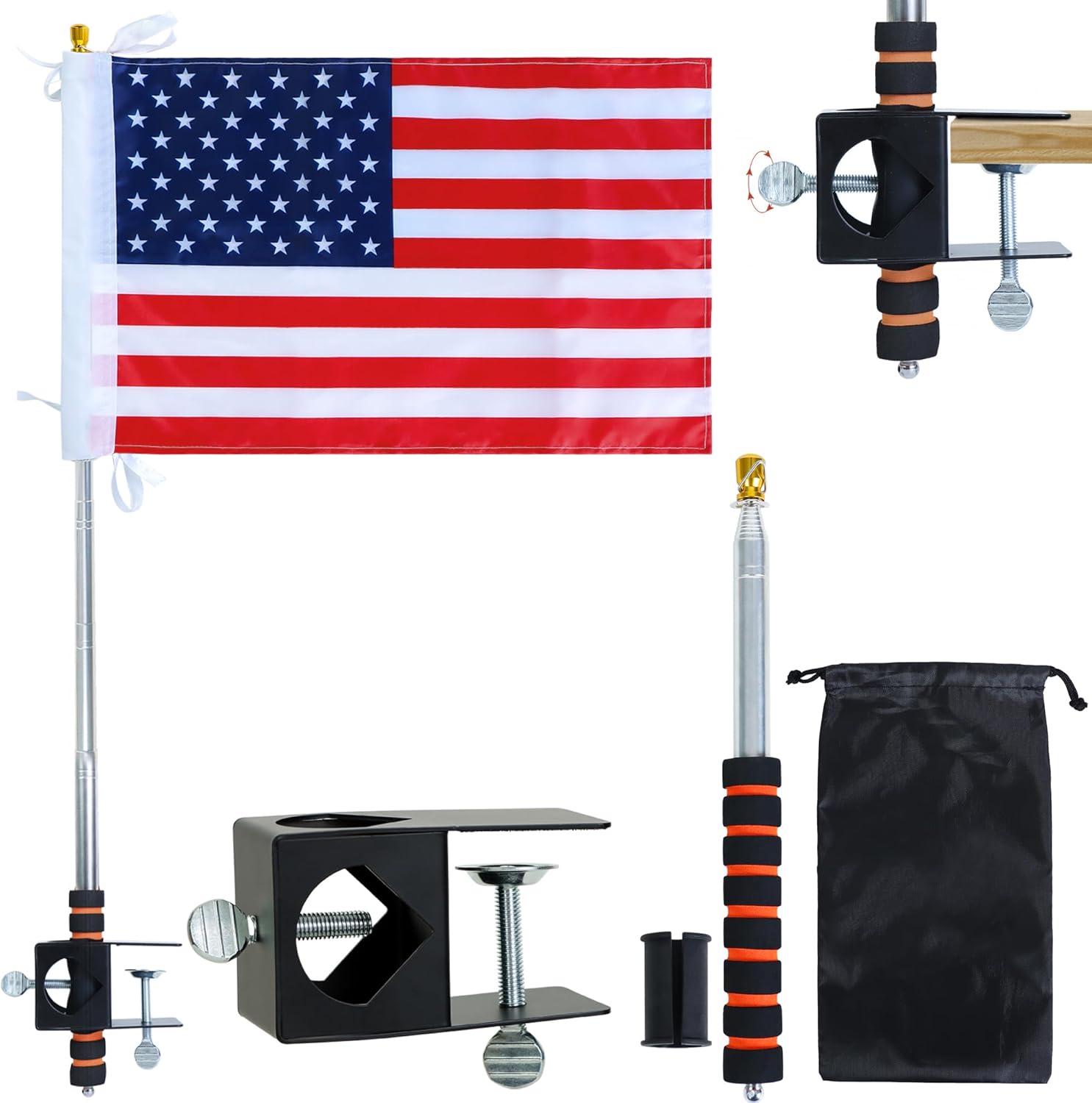Amazon.com : Tugaizi American Boat Flag Pole Kit, Floating Boat Flag 12 ...
