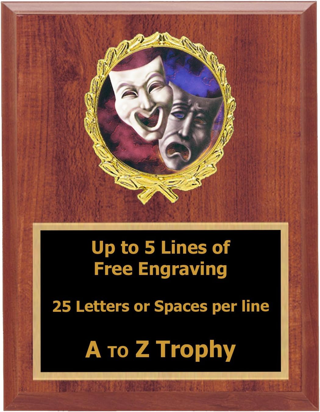 Amazon | Drama Plaque Awards 6 x 8 Wood Theatre Trophies Acting Trophy ...