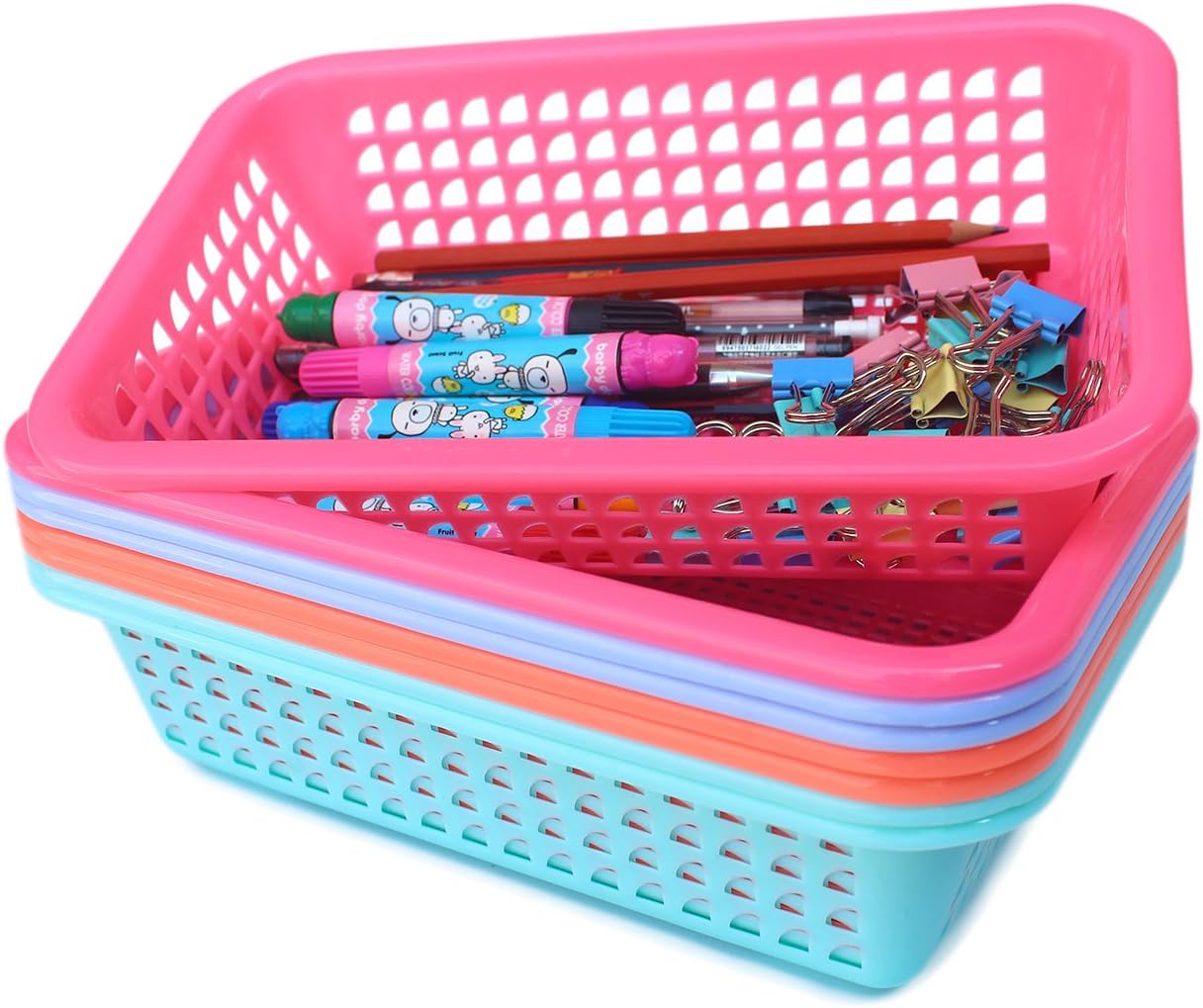 Amazon.com: Honla Rectangular Small Plastic Storage Baskets Organizer ...