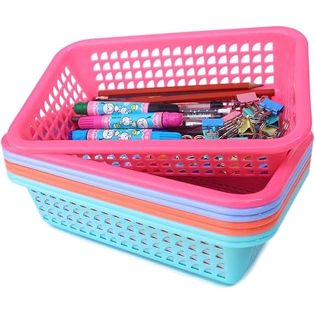 Amazon.com: Honla Rectangular Small Plastic Storage Baskets Organizer ...