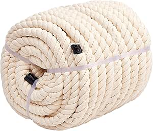 Natural White Cotton Rope 1/2inchx50ft,3-Strand Twisted Cotton Rope ...