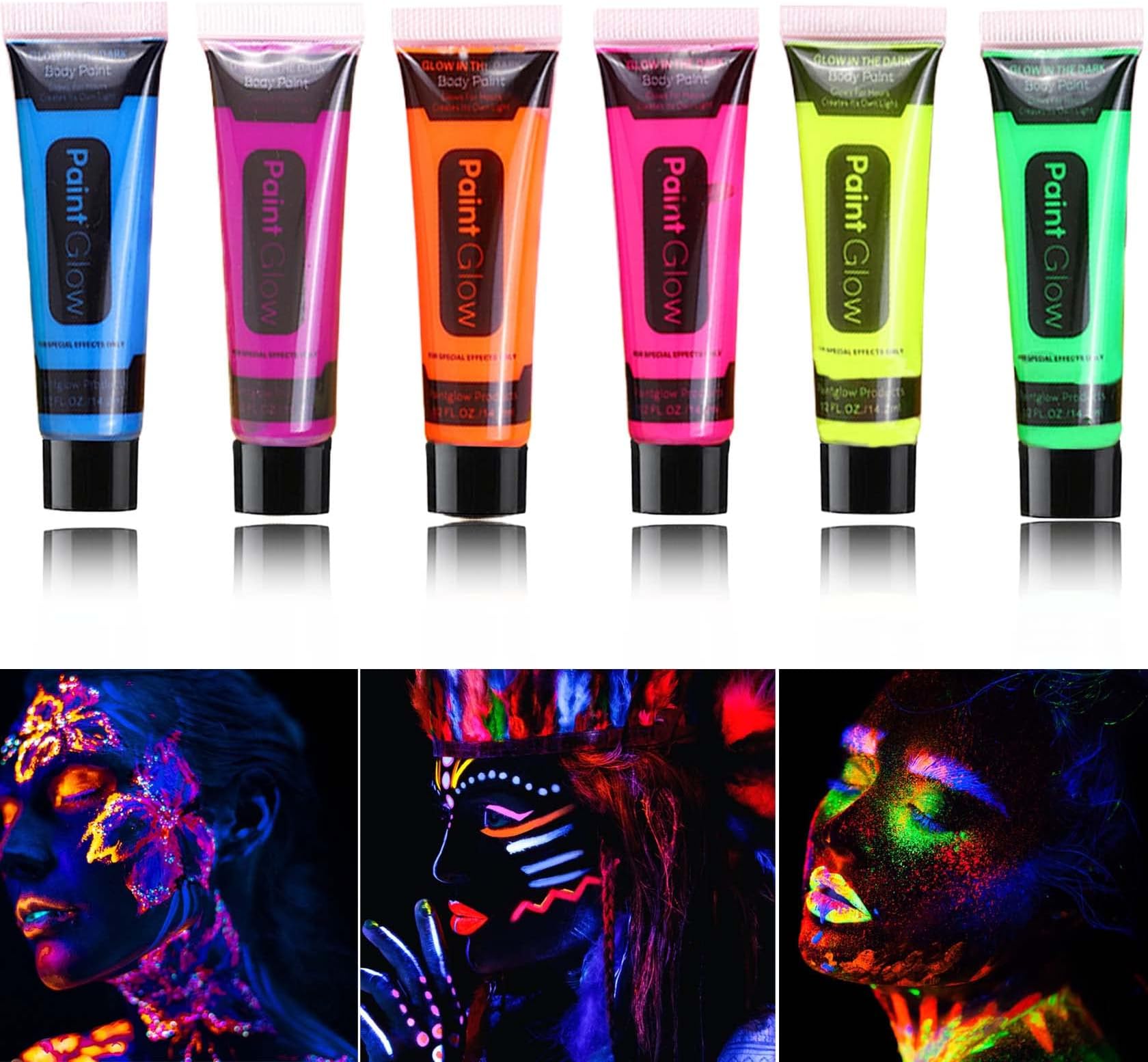 Amazon.com : WENJLYJ 6 PCS Glow Body Paint Set,Glow in Dark Face ...