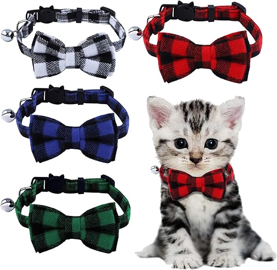 Amazon | LIKENNY 猫首輪 4色セット 子犬 猫用首輪 鈴付き 可愛い 調整可能 軽量 安全 ペット用 | LIKENNY | 首輪 通販