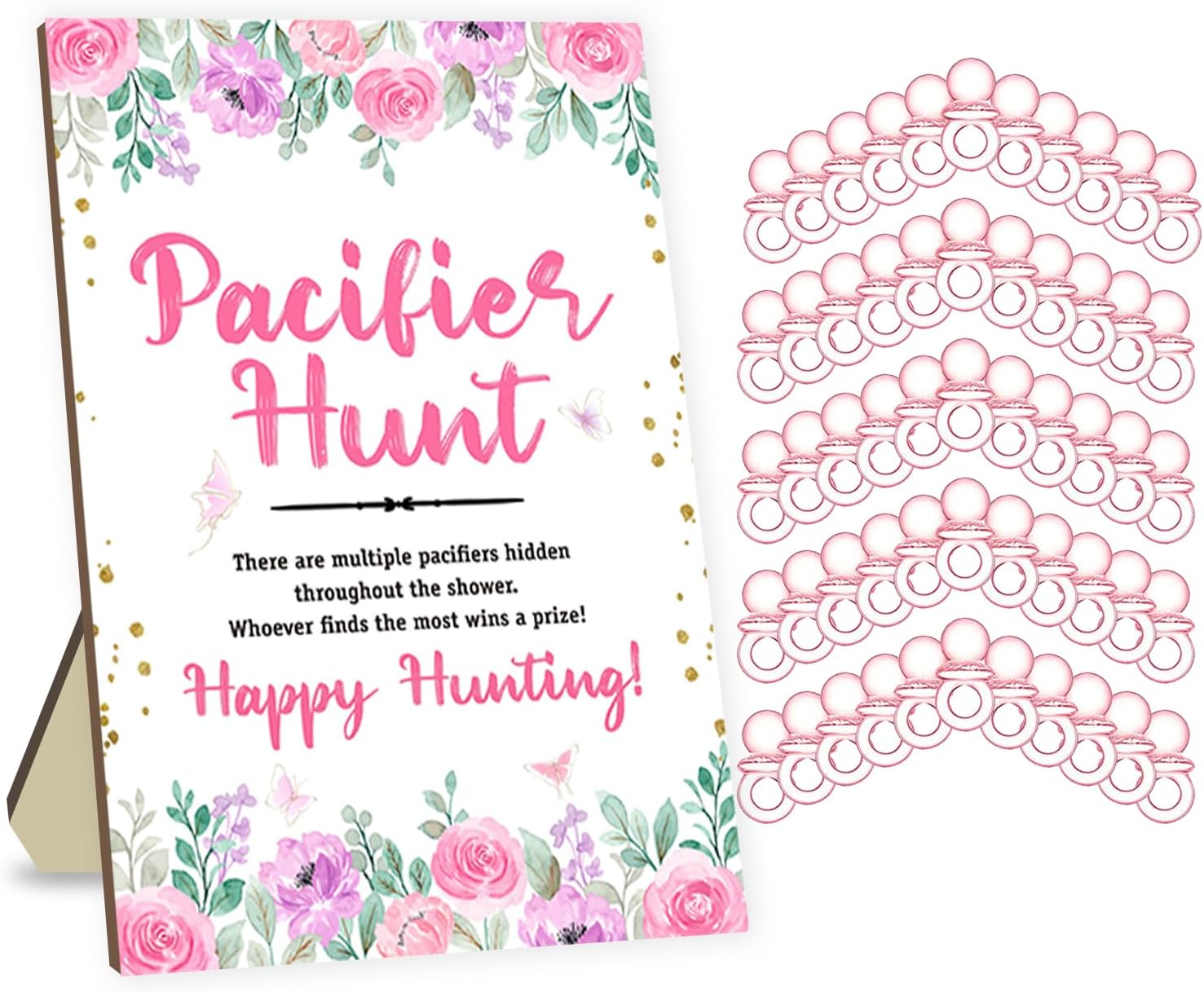 Amazon.com: Azbuk Rose Baby Pacifier Hunt Game, Baby Shower Games Set ...