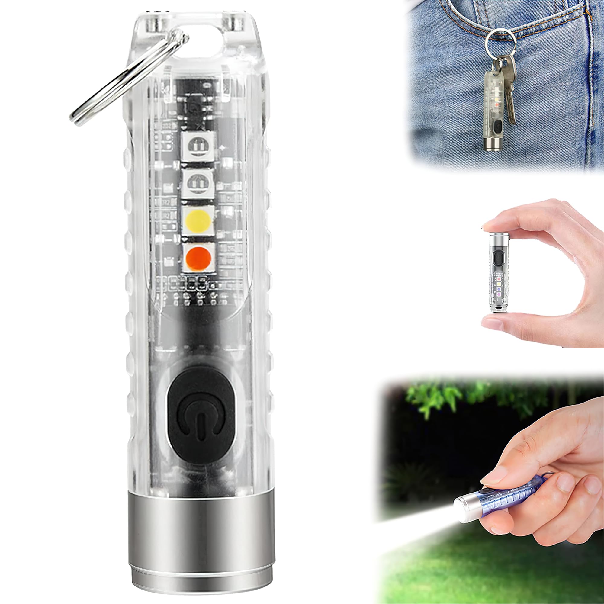 Pivdo Mini Light USB Rechargeable LED Flashlight, Small Keychain Torch ...
