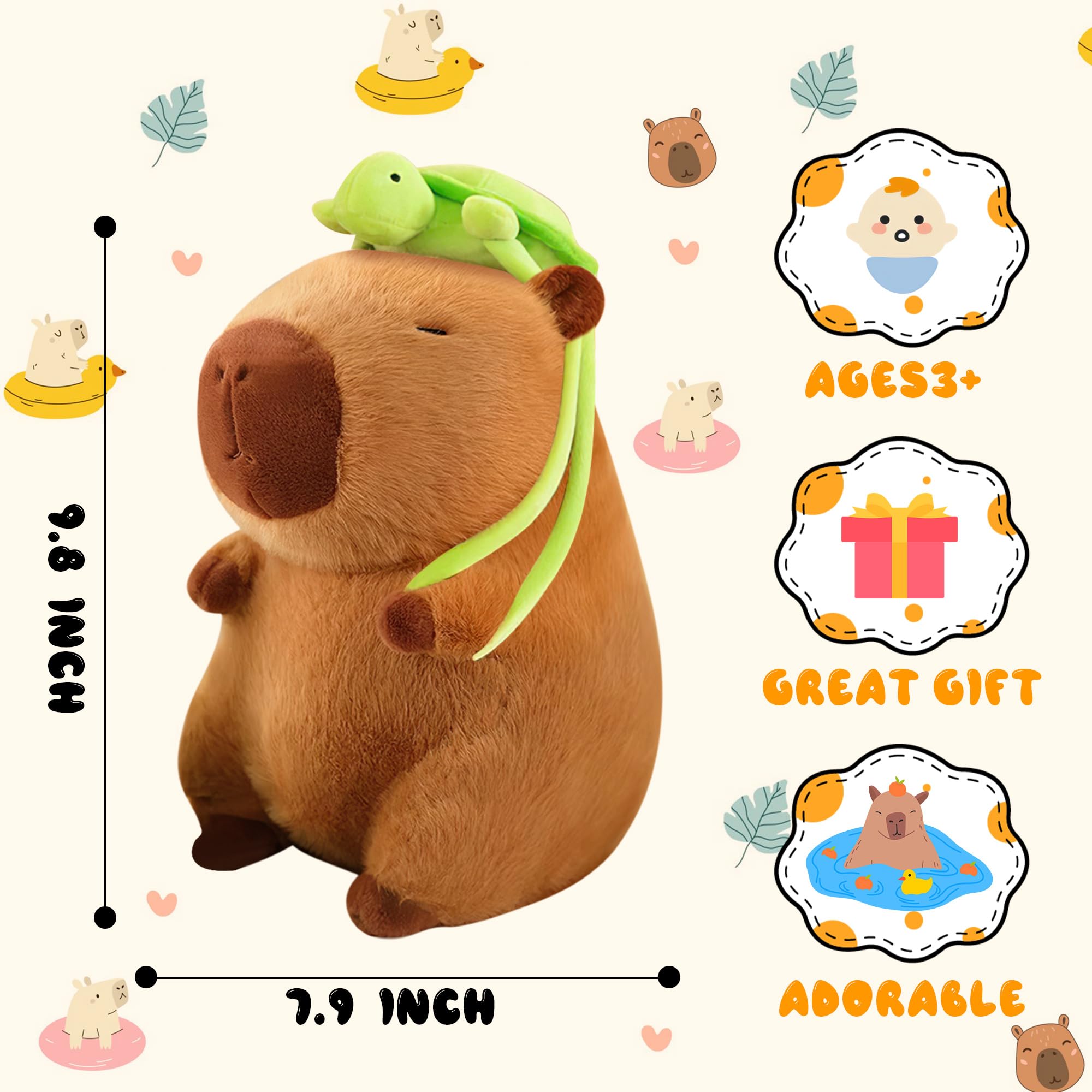 Labobo Doll Only Adorable Capybara Plush Toy With Turtle Backpack ...