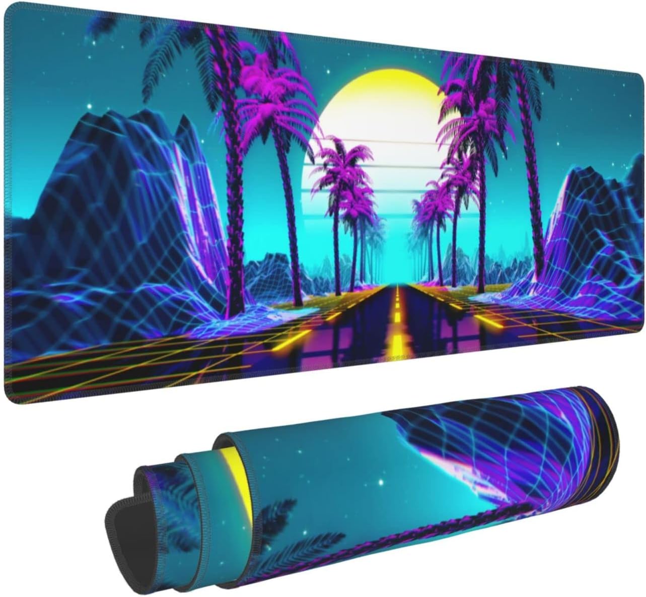 Amazon.com: Echoserein Neon Retrowave Gaming Mouse Pad Large XL Desk ...