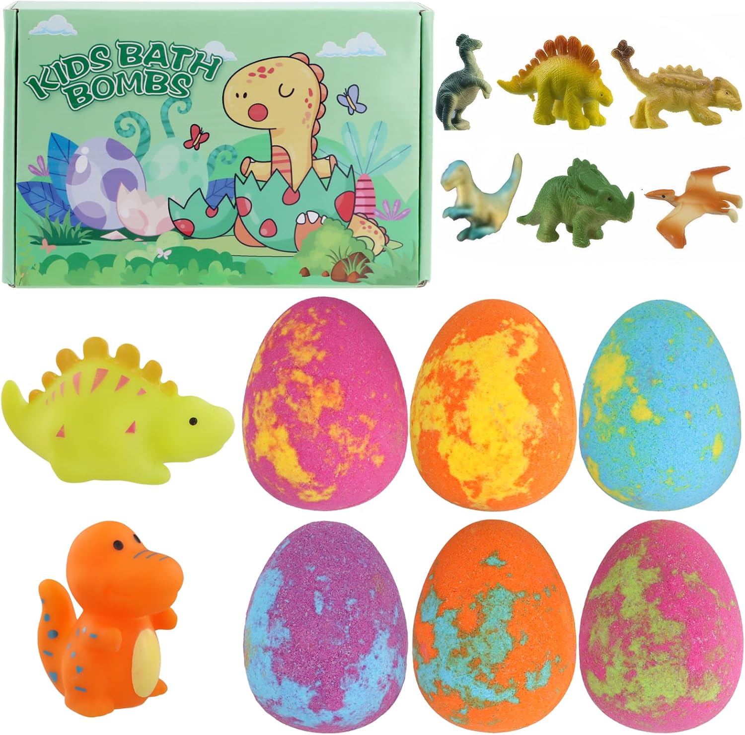 Dewocke 8PCS Bath Bombs for Kids with Surprise Dinosaur Toy Inside ...