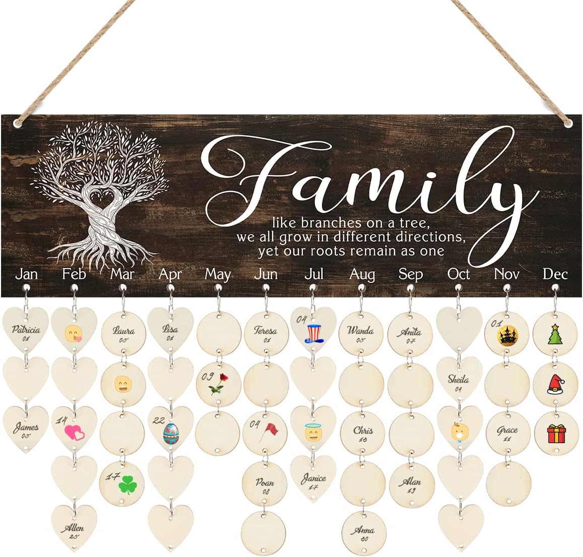 Amazon.com: Family Birthday Board Wall Hanging-Family Birthday Calendar ...
