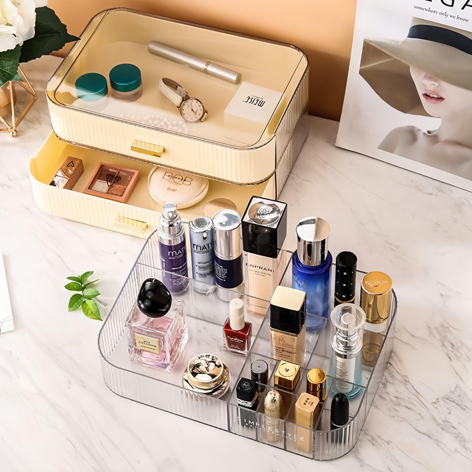 2 Pack Stackable Plastic Organizer Big & Spacious Drawer | Organize ...