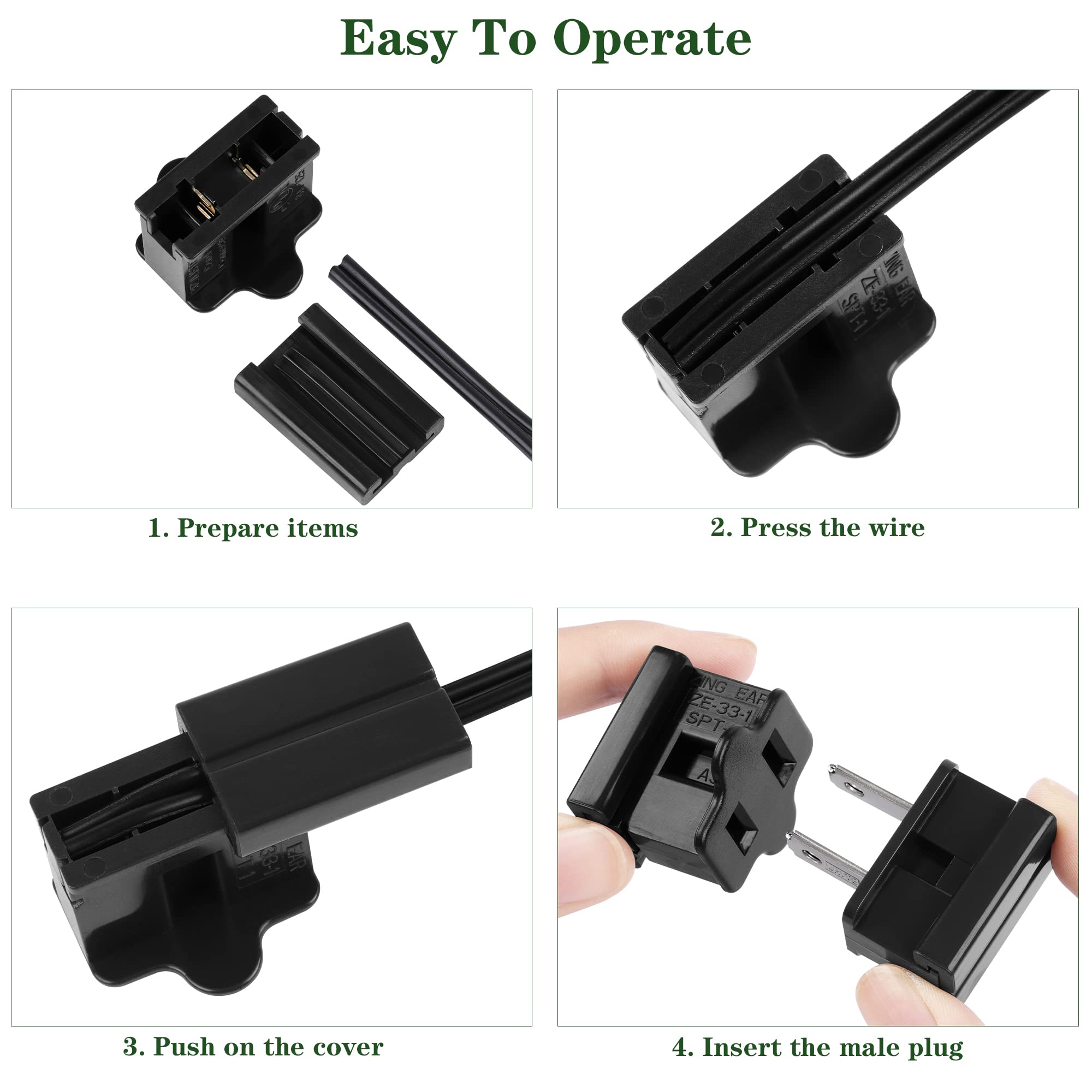 Snapklik.com : Fovths 30 Pieces Christmas Lighting Slip Plug SPT-1 Male ...