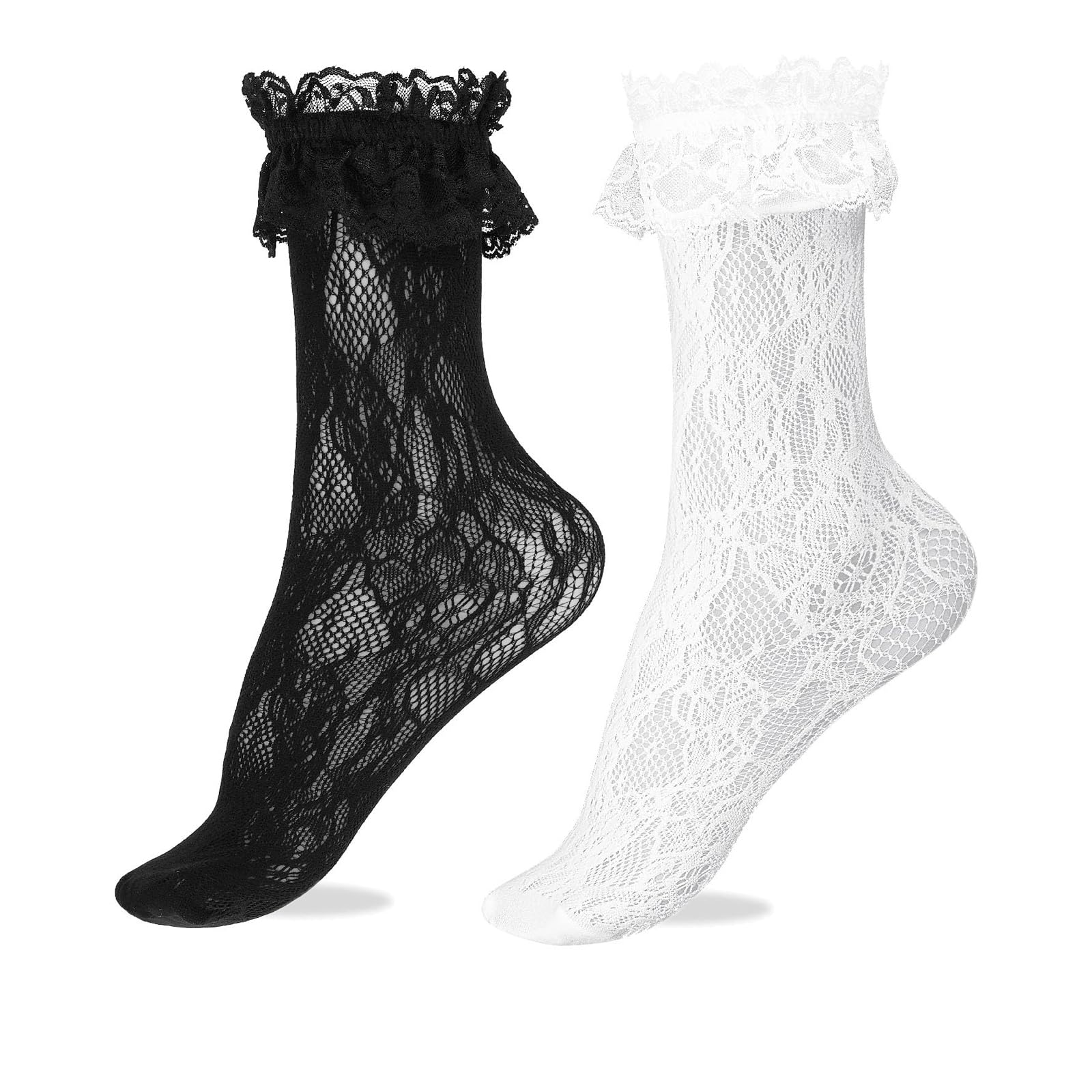 HEYQsajk 4 Pcs Lace Socks, Lace Socks Women, Ruffle Socks Cute Frilly ...