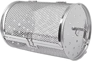 Stainless Steel Grill Cage, Nonstick Cylinder Rolling Grilling Basket ...