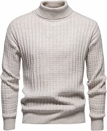 Men's Slim Fit Turtleneck Sweater Casual Twisted Knitted Pullover ...