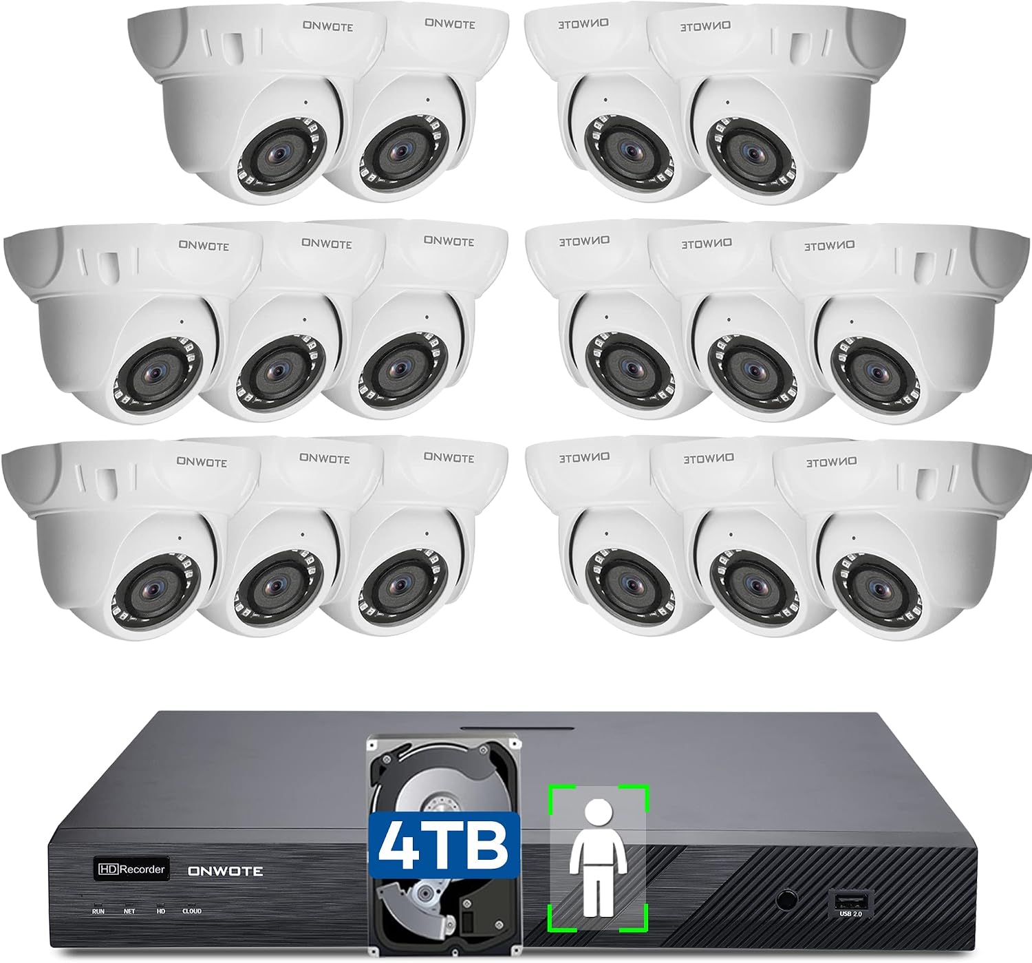Amazon.com : ONWOTE 4K 16 Channel PoE Security Camera System 4TB, AI ...
