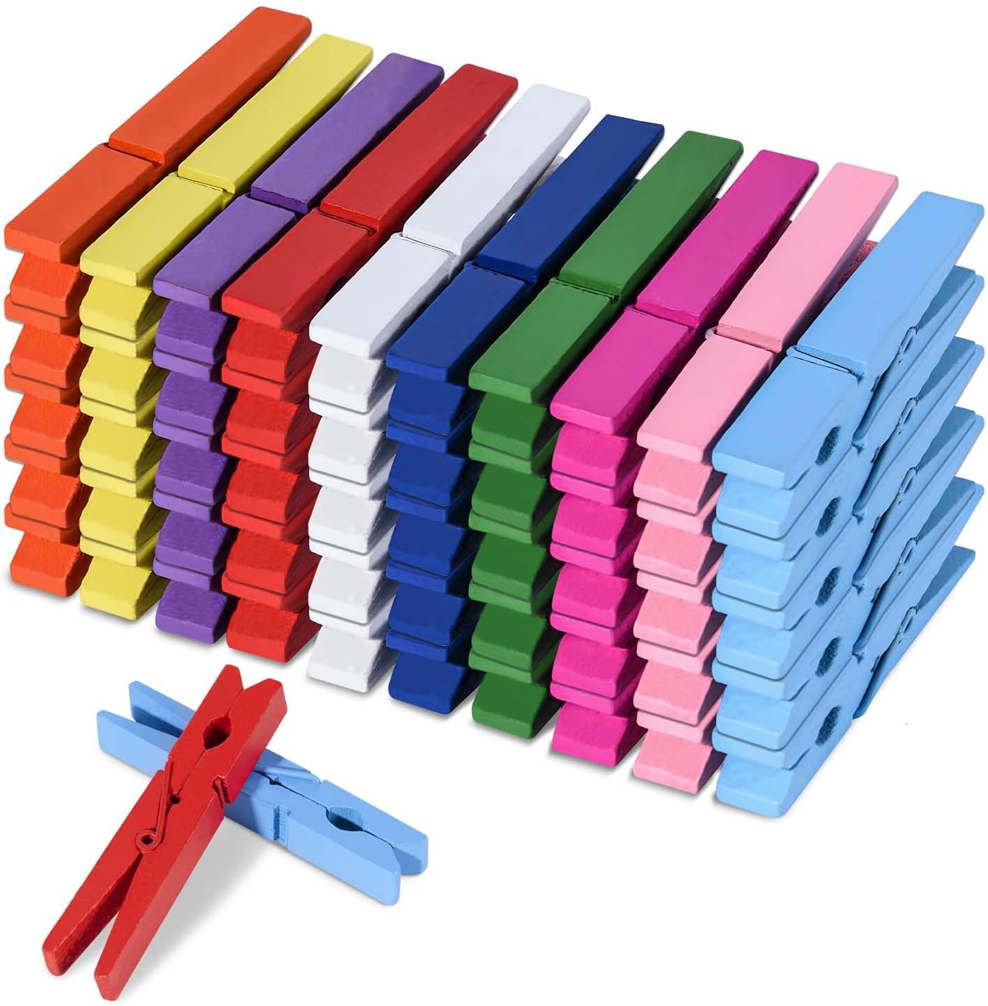 Amazon.com: SenseYo 100 Pack Colorful 1.9 Inch Wooden Clothespins Clips ...