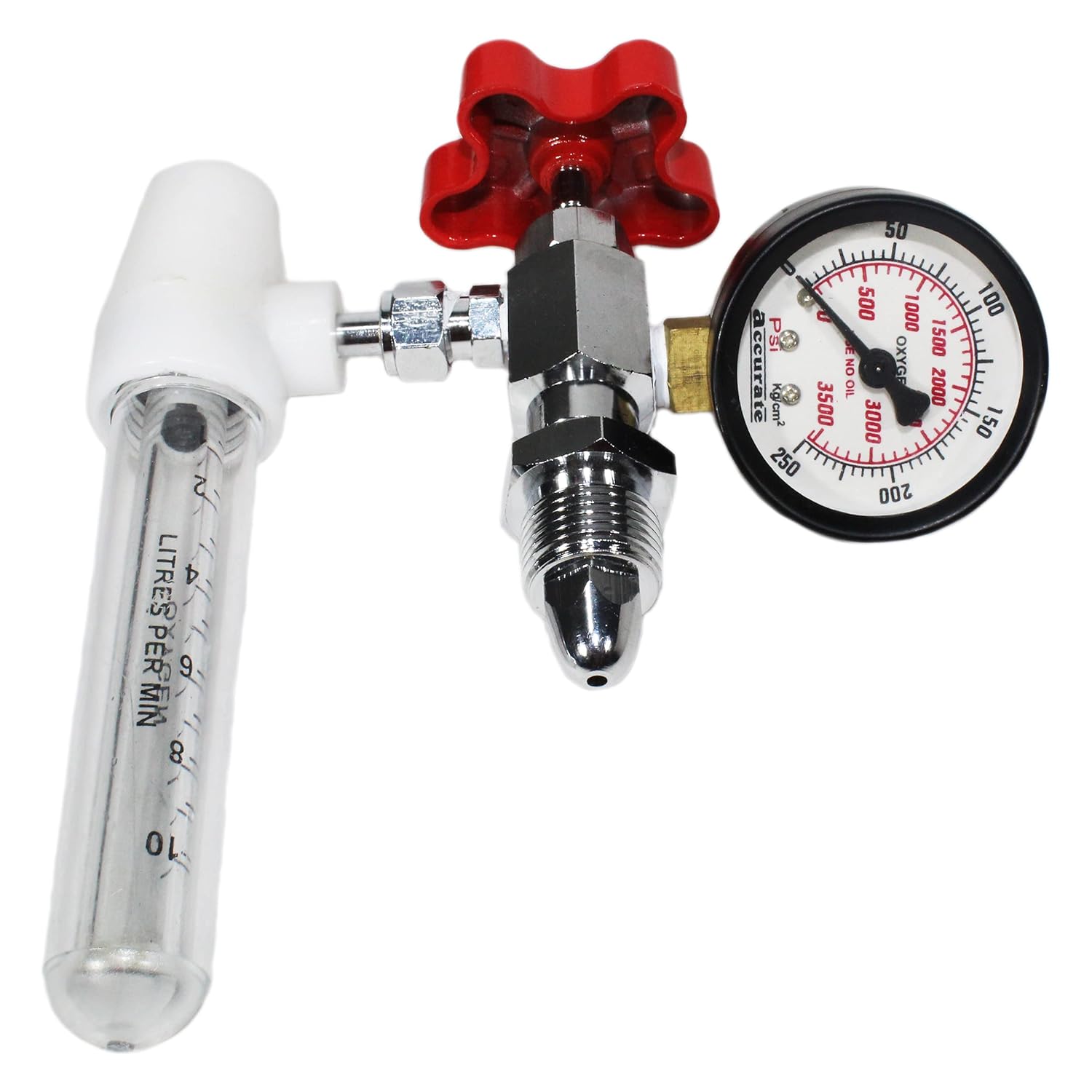 Oxygen Flow Meter With Rotameter & Humidifier Bottle- with Oxygen Fine ...
