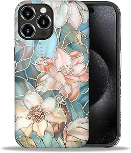 Amazon.com: DAIZAG Compatible with iPhone 16 Pro Max Case,Flowers Stained Glass Gold Full ...