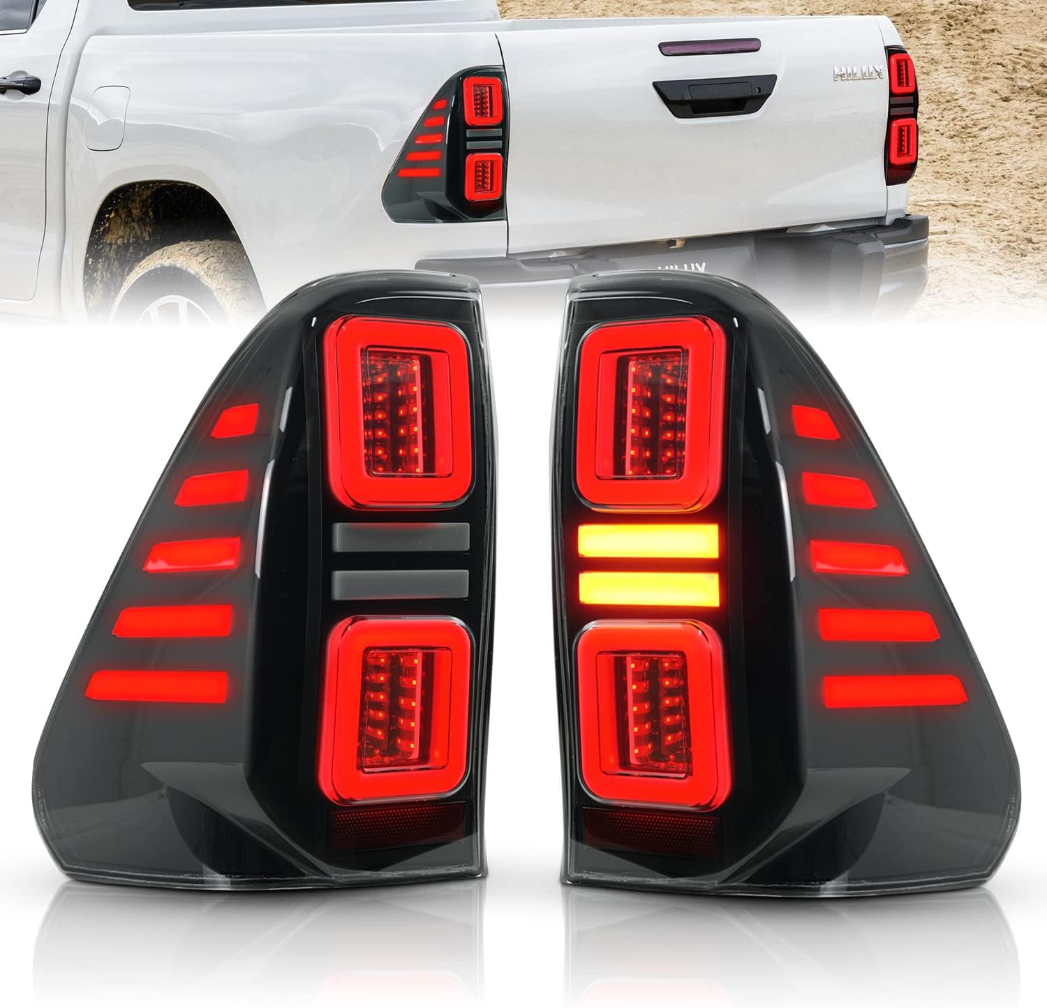 Amazon.com: Archaic LED Tail Lights Assembly for Toyota Hilux/VIGO/REVO ...