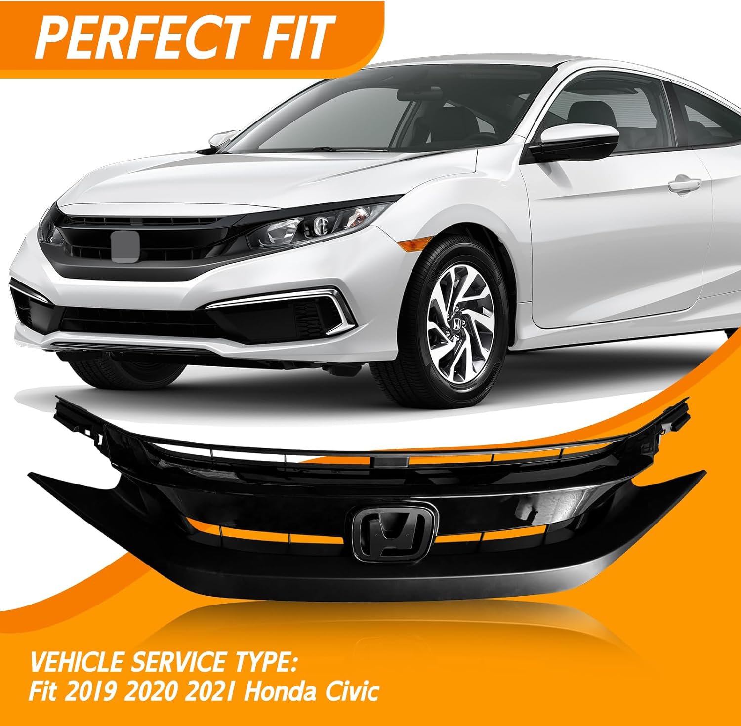 YLT AUTO Rejilla frontal de malla negra mate para parachoques delantero ...